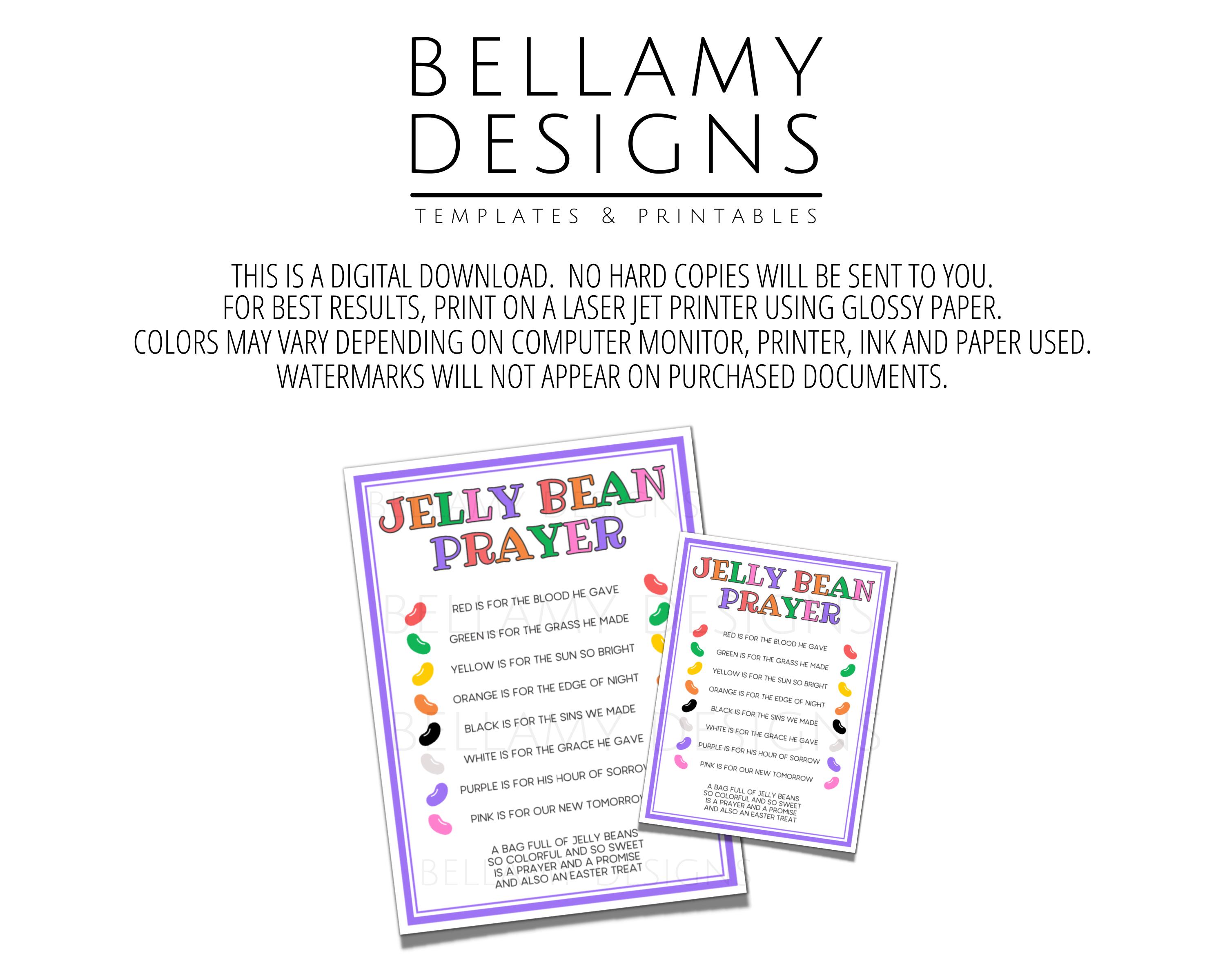 Jelly Bean Prayer Poem Printable, Religious Gift Tags, Easter Basket ...