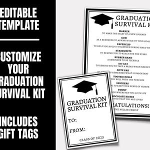 Editable Graduation Survival Kit Gift Tags, Graduation Party Favors ...