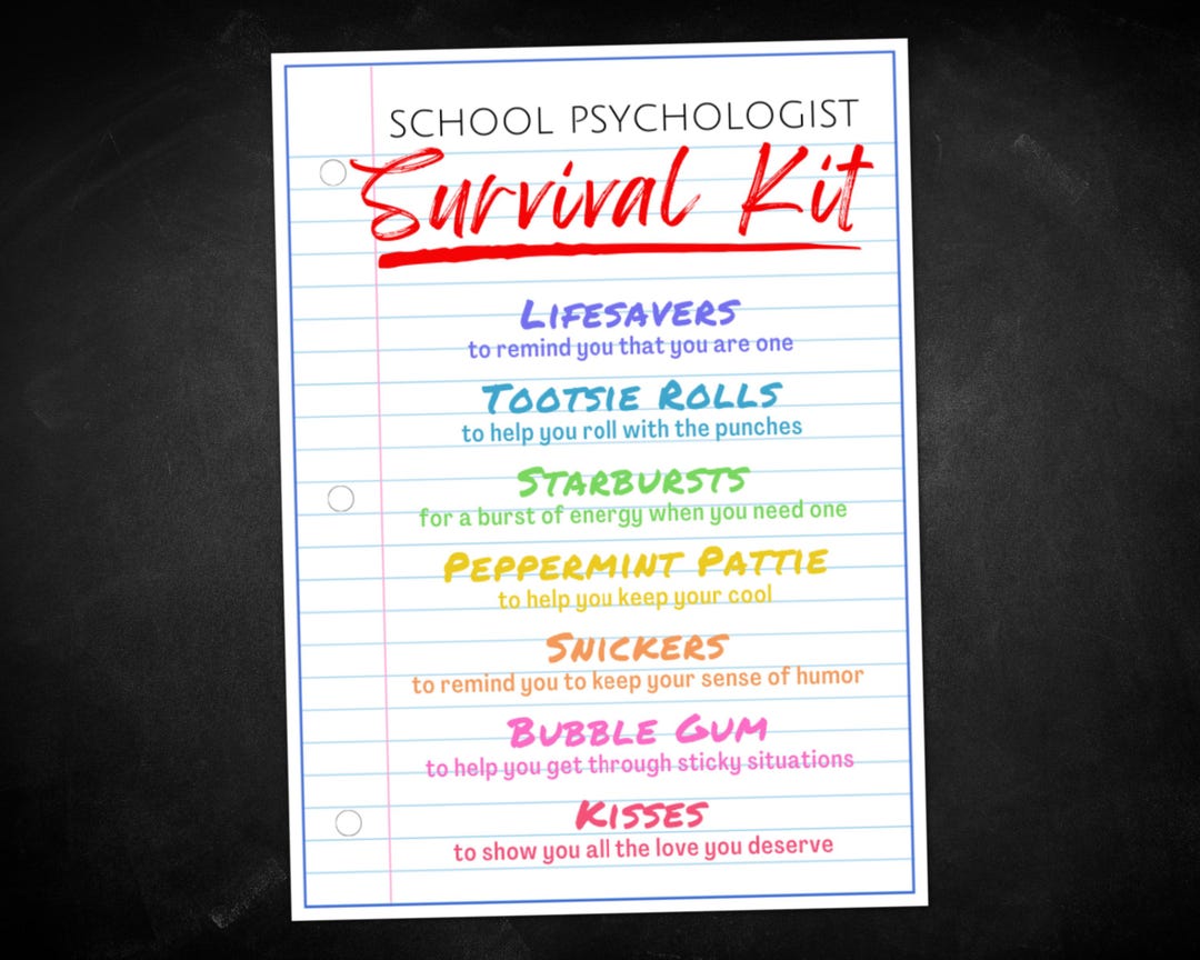 School Psychologist Survival Kit Gift Tags, Psychology Staff ...