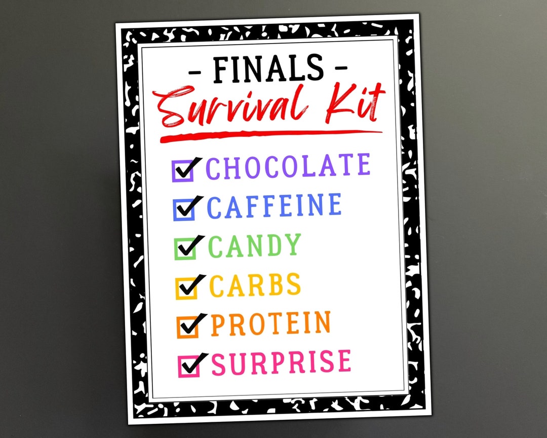 Finals Survival Kit Tags, High School College Student Finals Care ...