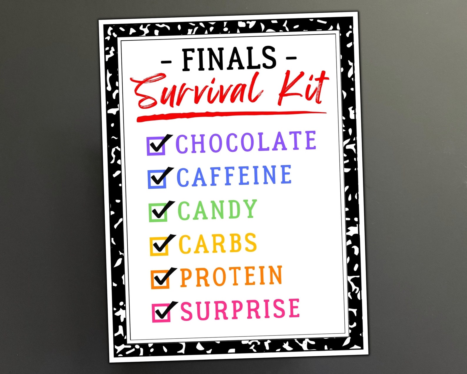 Finals Survival Kit Tags, High School College Student Finals Care ...