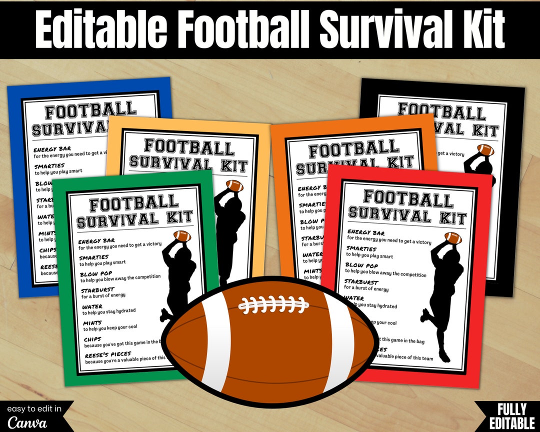 Editable Football Survival Kit Tags Football Treat Tags - Etsy