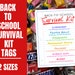 Back-to-school Survival Kit Gift Tags, Great Idea for Kids or as ...