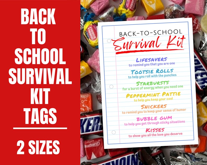 Back-to-school Survival Kit Gift Tags Great Idea for Kids or - Etsy