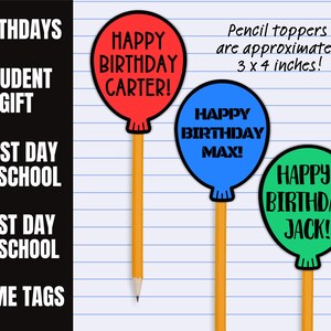 Balloon Pencil Toppers, Student Birthday Gift, Goodie Bag Party Favors ...
