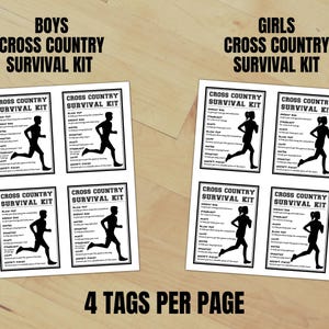 Editable Cross Country Survival Kit Tags, Boys & Girls Cross Country ...