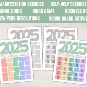 2025 Personal Goals Bingo Game, Printable Goal Sheet, New Year ...