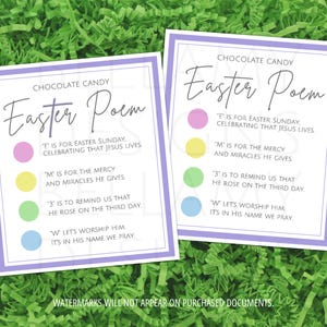 Easter Poem Chocolate Candy Gift Tags, Easter Basket Stuffer Treat Card ...