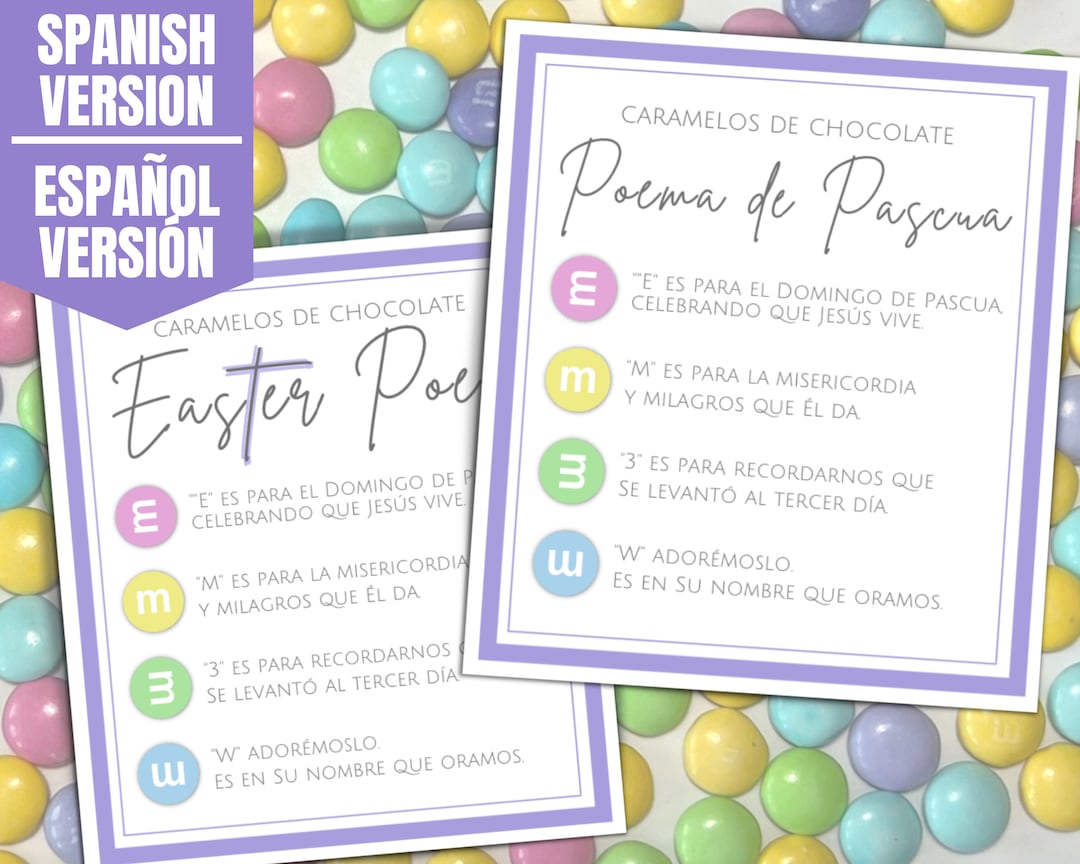 Easter Poem Spanish Version Candy Gift Tag Printable Easter - Etsy