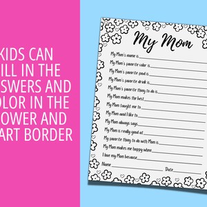 My Mom Activity Coloring Page, All About Mom Craft Idea, Mom's Day ...
