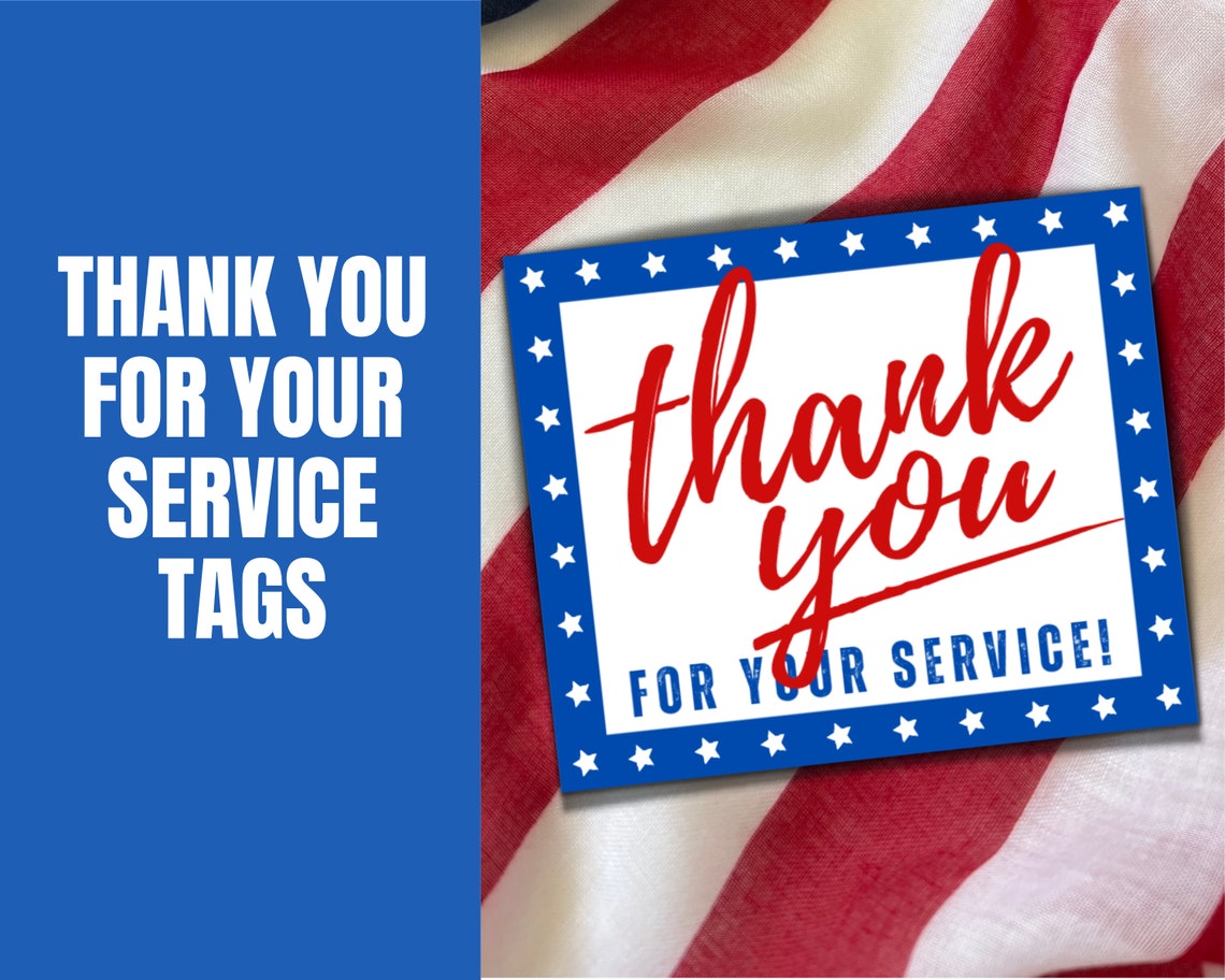 Veterans Gift Tag Thank You for Your Service Card Army Navy - Etsy