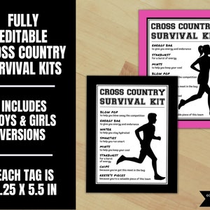 Editable Cross Country Survival Kit Tags, Boys & Girls Cross Country ...