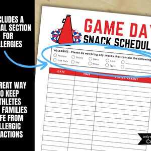 EDITABLE Cheerleading Snack Schedule Sign up Sheet, Cheer Game Day ...