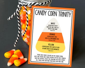Candy Corn Trinity Tag, Christian Halloween Treat Tags, Treat Bag Tag ...