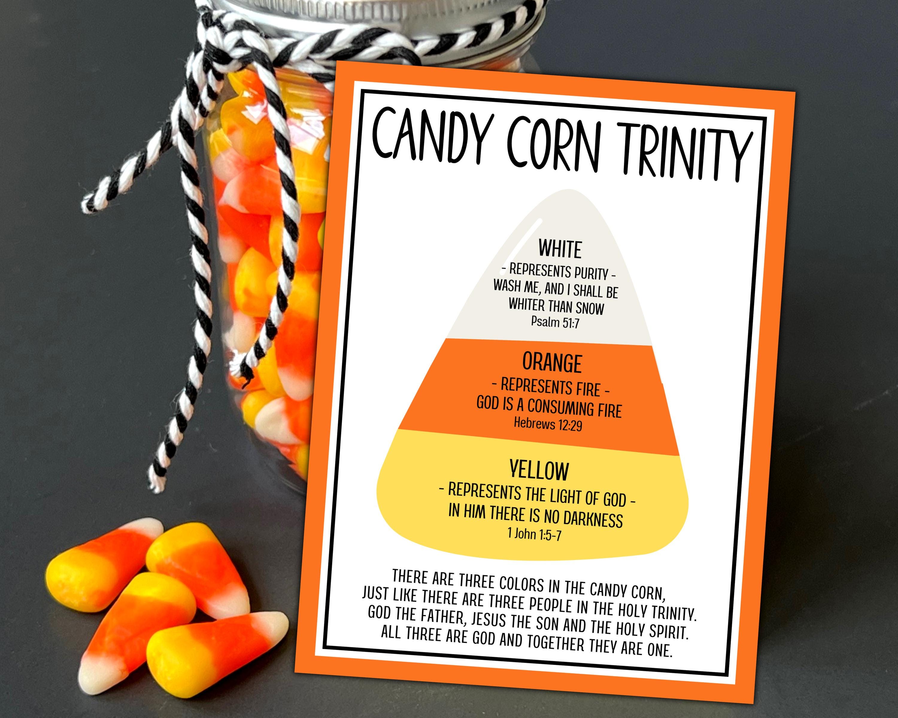 Christian Halloween Treat Tags, Candy Corn Trinity Tag, Treat Bags for ...