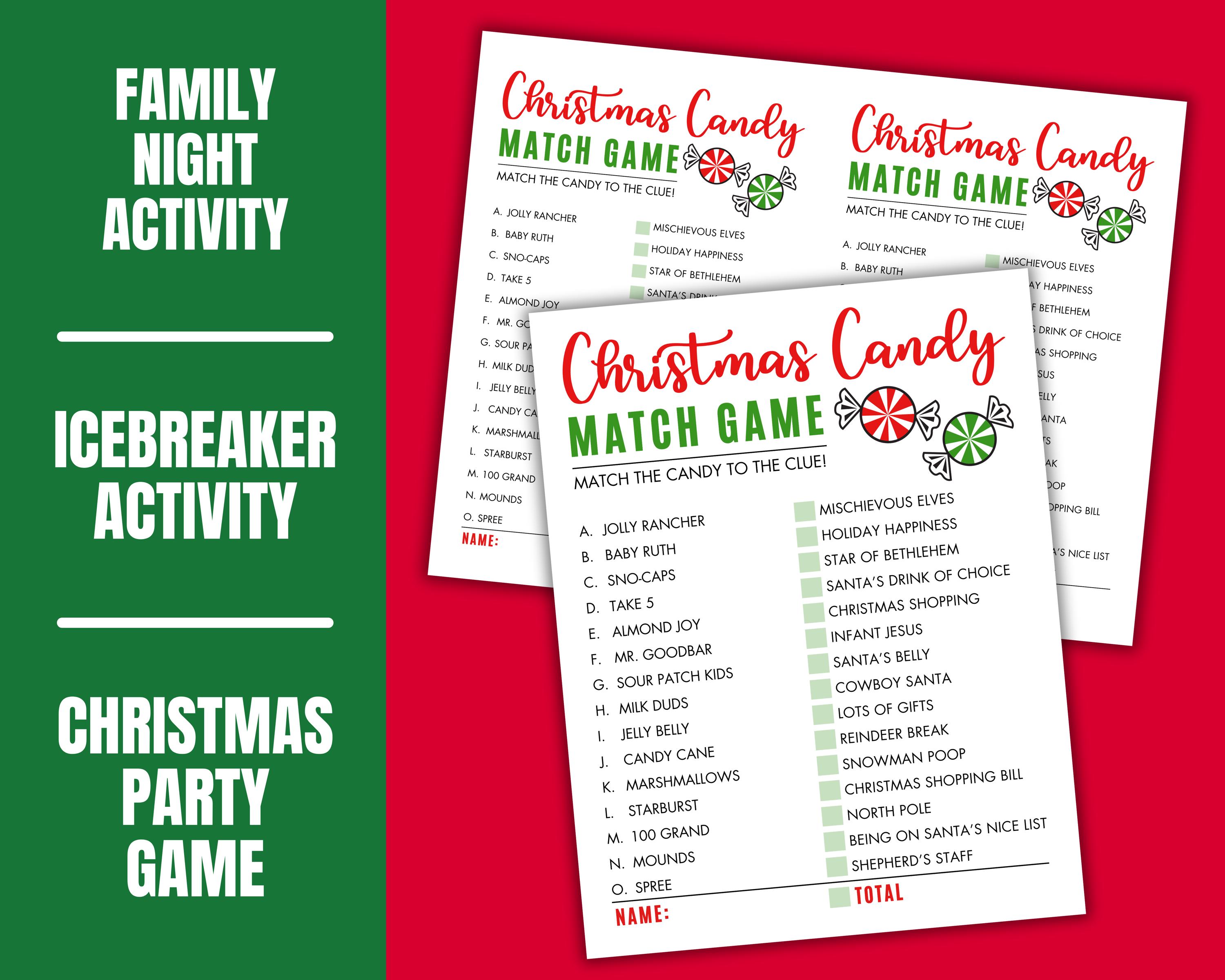 Christmas Candy Match Game Printable, Xmas Candy Trivia Quiz, Sweet ...