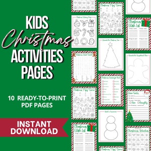 Kids Christmas Activities Pages, Holiday Worksheet Kit for School ...
