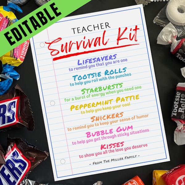 Teacher Survival Kit - Etsy
