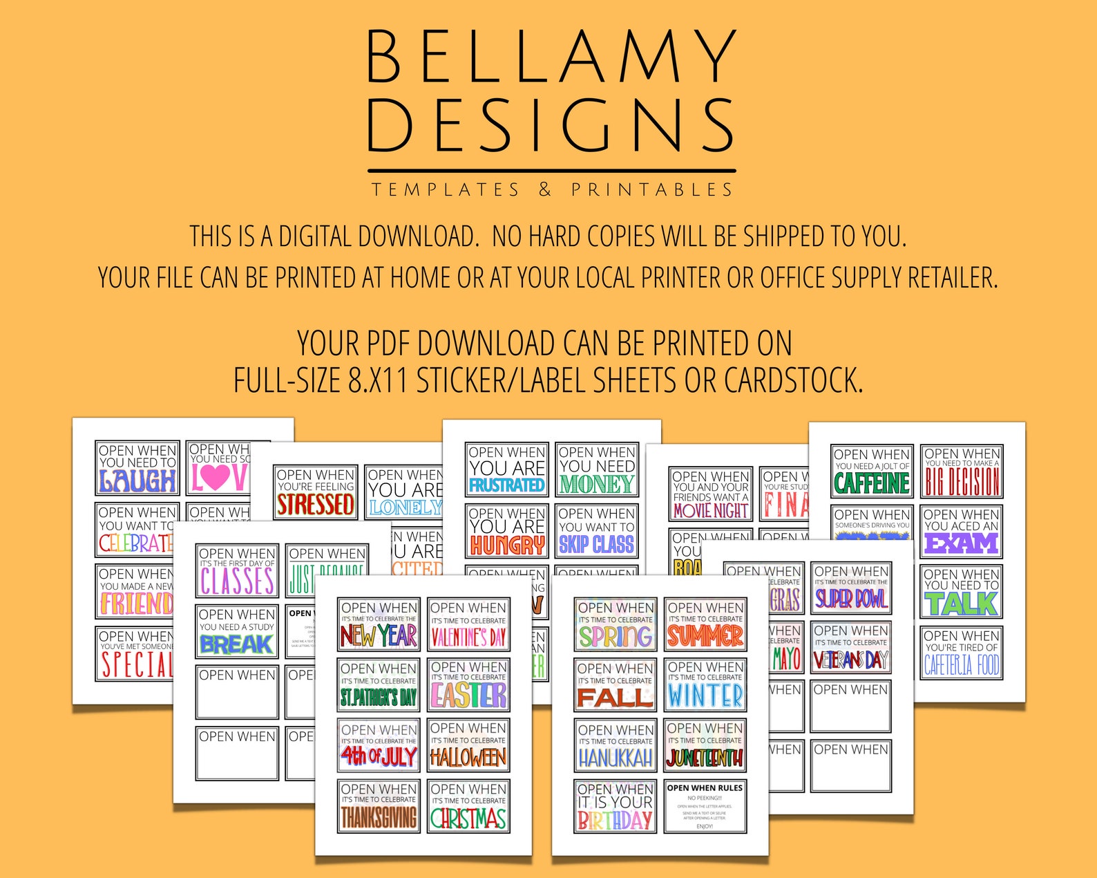 Open When Printable Letter Labels Envelope Label or Card - Etsy