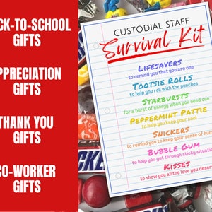 Custodial Staff Survival Kit Gift Tags, School Custodian Staff ...