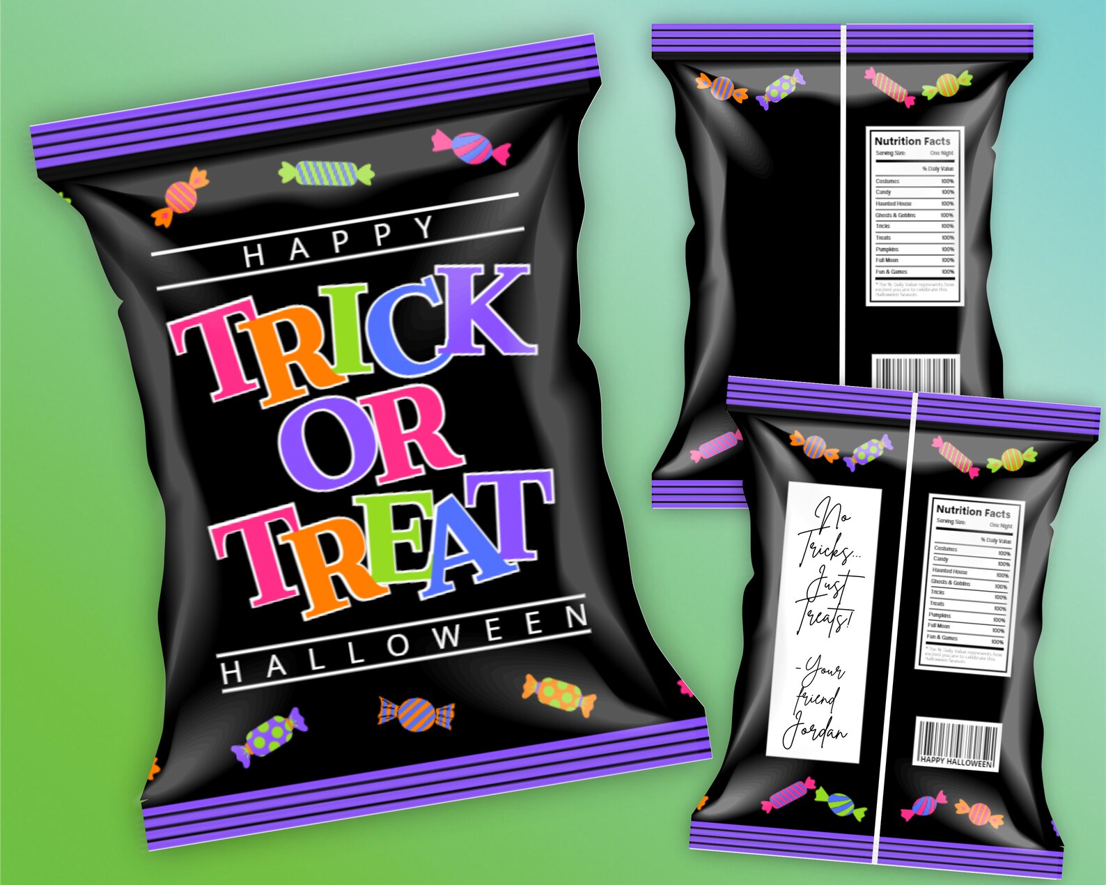Halloween Chip Bag Wrapper Trick or Treat Party Favor Snack - Etsy