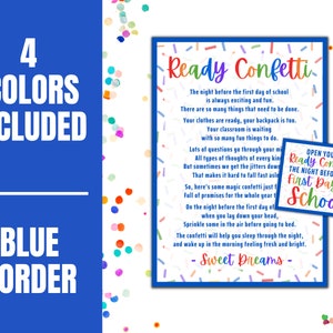 Back to School Ready Confetti Poem Cards Night Before First - Etsy