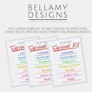 Secretary Survival Kit Gift Tags, Administrative Professionals Day ...