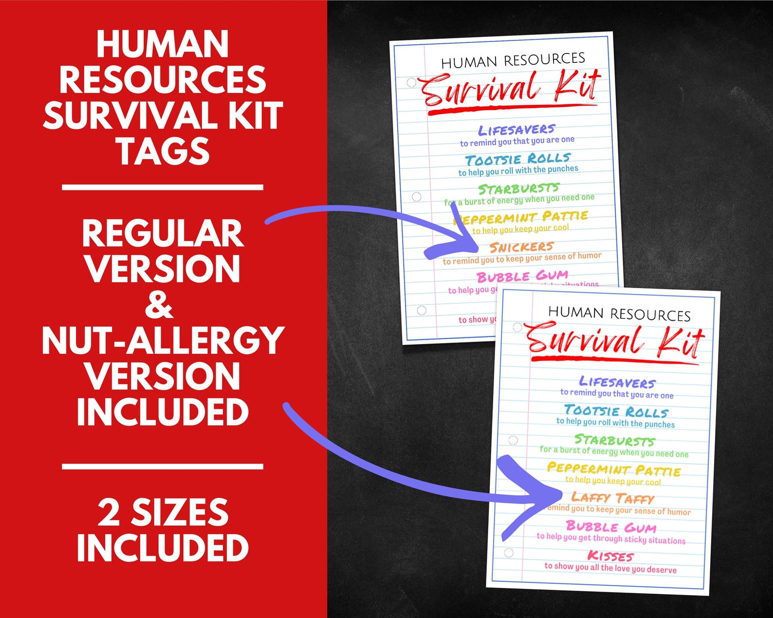 Human Resources Survival Kit Gift Tags, HR Appreciation Thank You Card ...