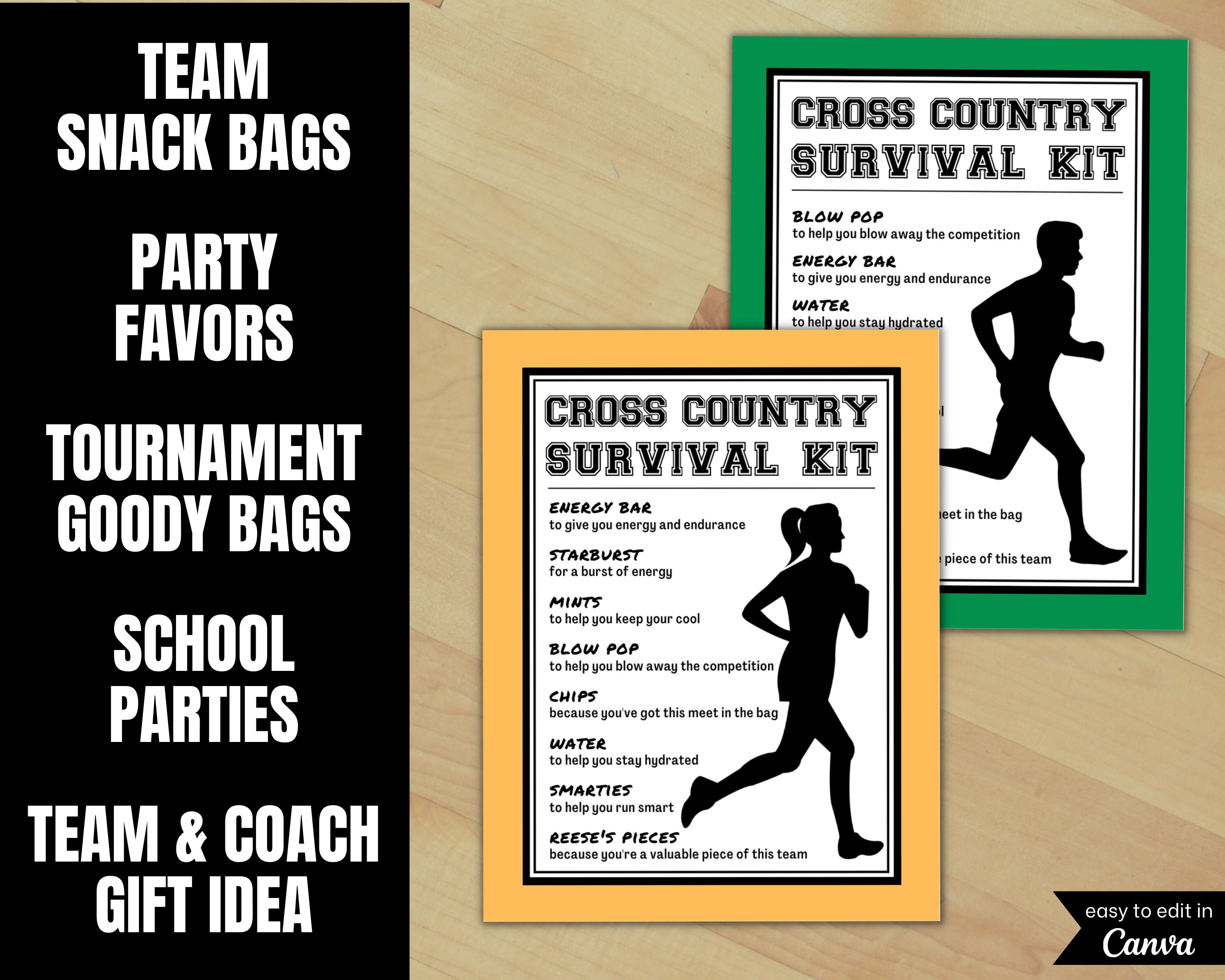 Editable Cross Country Survival Kit Tags Boys & Girls Cross - Etsy
