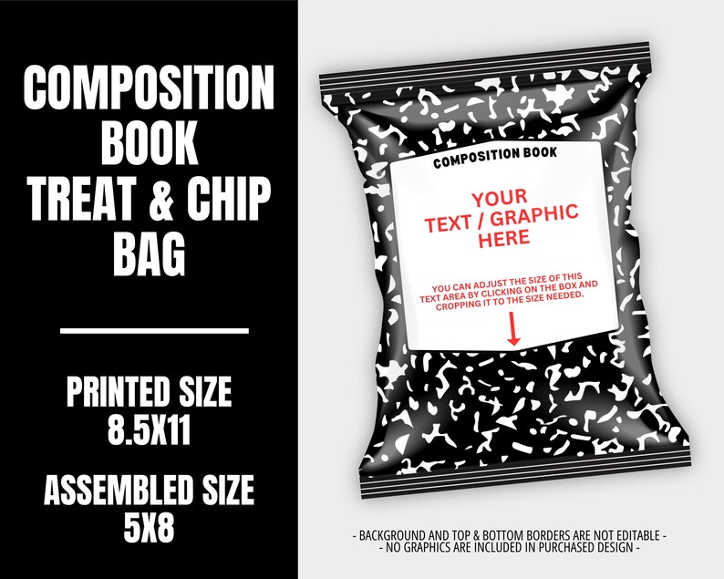 Composition Book Chip Bag, Back to School Gift, Goodie Bag Party Favors ...