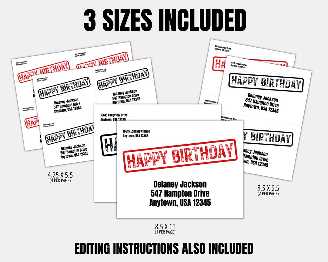 Editable Happy Birthday Care Package Label, Mailing Label Printable ...
