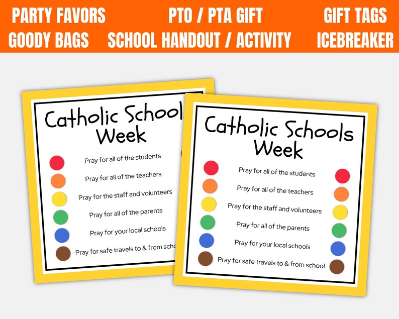 Catholic Schools Week Activity Gift Tags, Chocolate Candies Goodie Bag ...