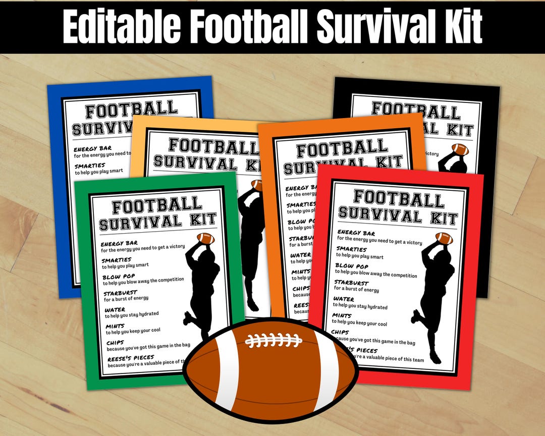Editable Football Survival Kit Tags, Football Treat Tags, Football ...