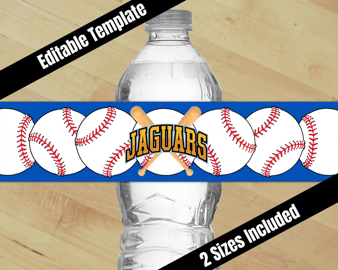 Editable Baseball Water Bottle Wrapper, Printable Party Favors for ...