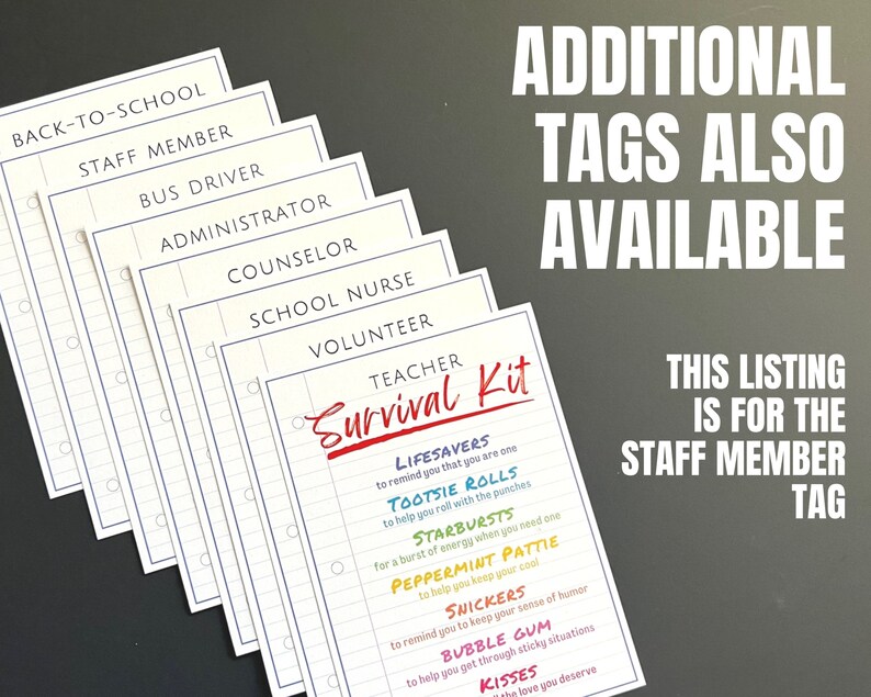 Staff Member Survival Kit Gift Tags Staff Appreciation and - Etsy
