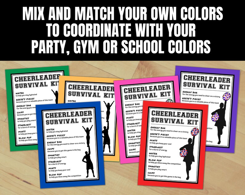 Editable Cheerleader Survival Kit Gift Tags, Boys & Girls Cheerleading ...
