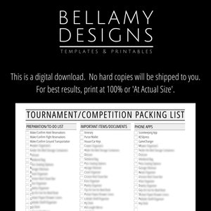Sports Packing List, Tournament Game Competition Checklist for Athletes ...
