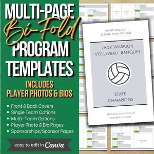 Multi-page Bi-fold Program Template, Sports Team Program or Church ...