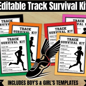 Editable Track Survival Kit Tags Boys & Girls Track Meet - Etsy