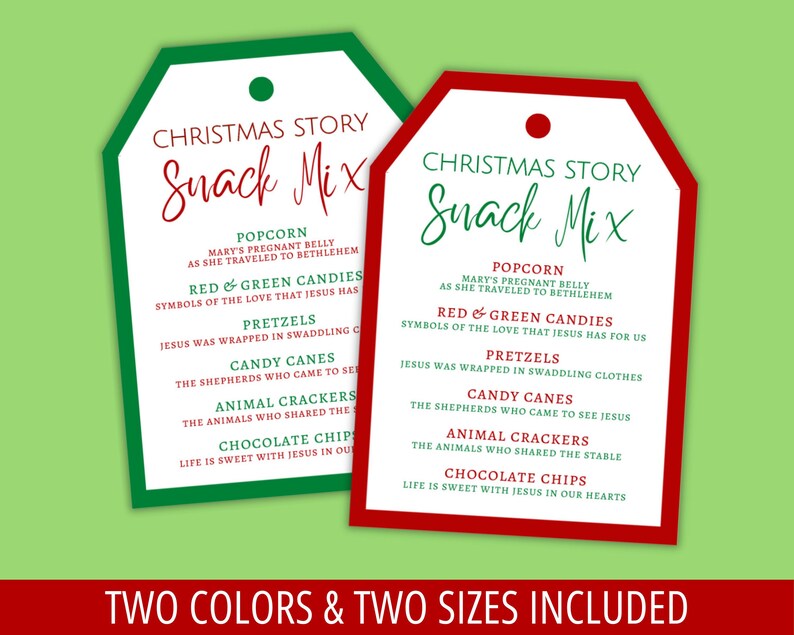 Nativity Story Snack Mix Gift Tags, Religious Gift Faith Based Gift ...
