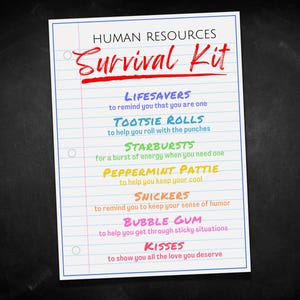 Human Resources Survival Kit Gift Tags, HR Appreciation Thank You Card ...