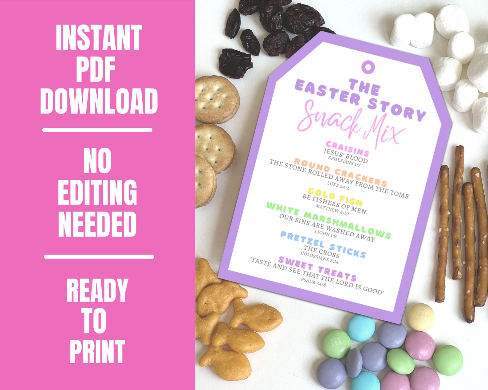 Religious Easter Story Snack Mix Printable Gift Tags Easter - Etsy
