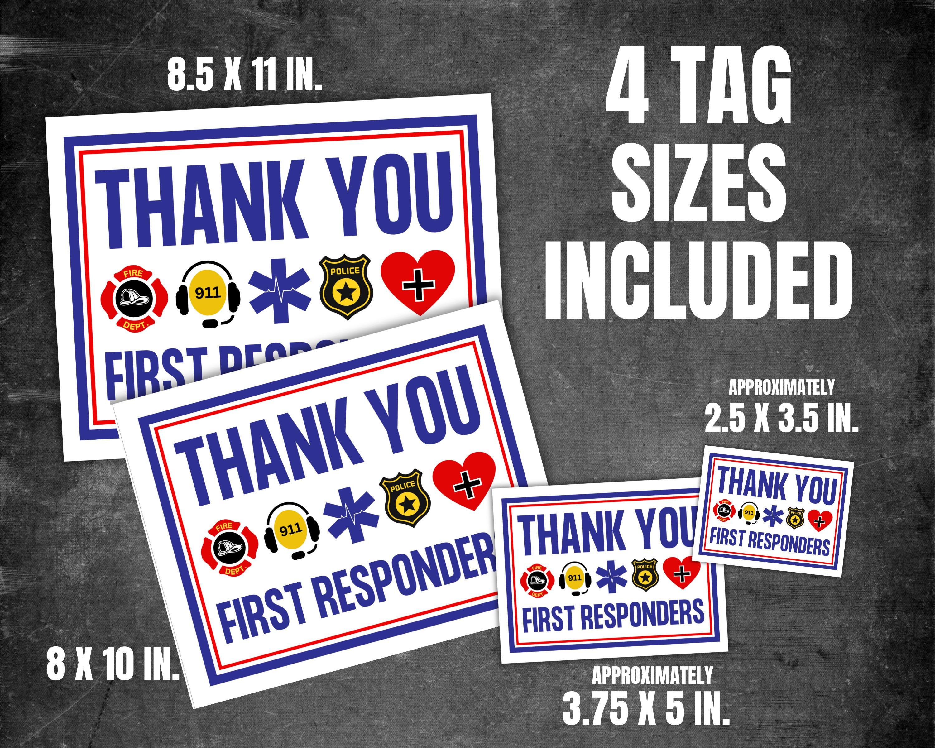 Thank You First Responders Gift Tags, Police Firefighter 911 EMS EMT ...