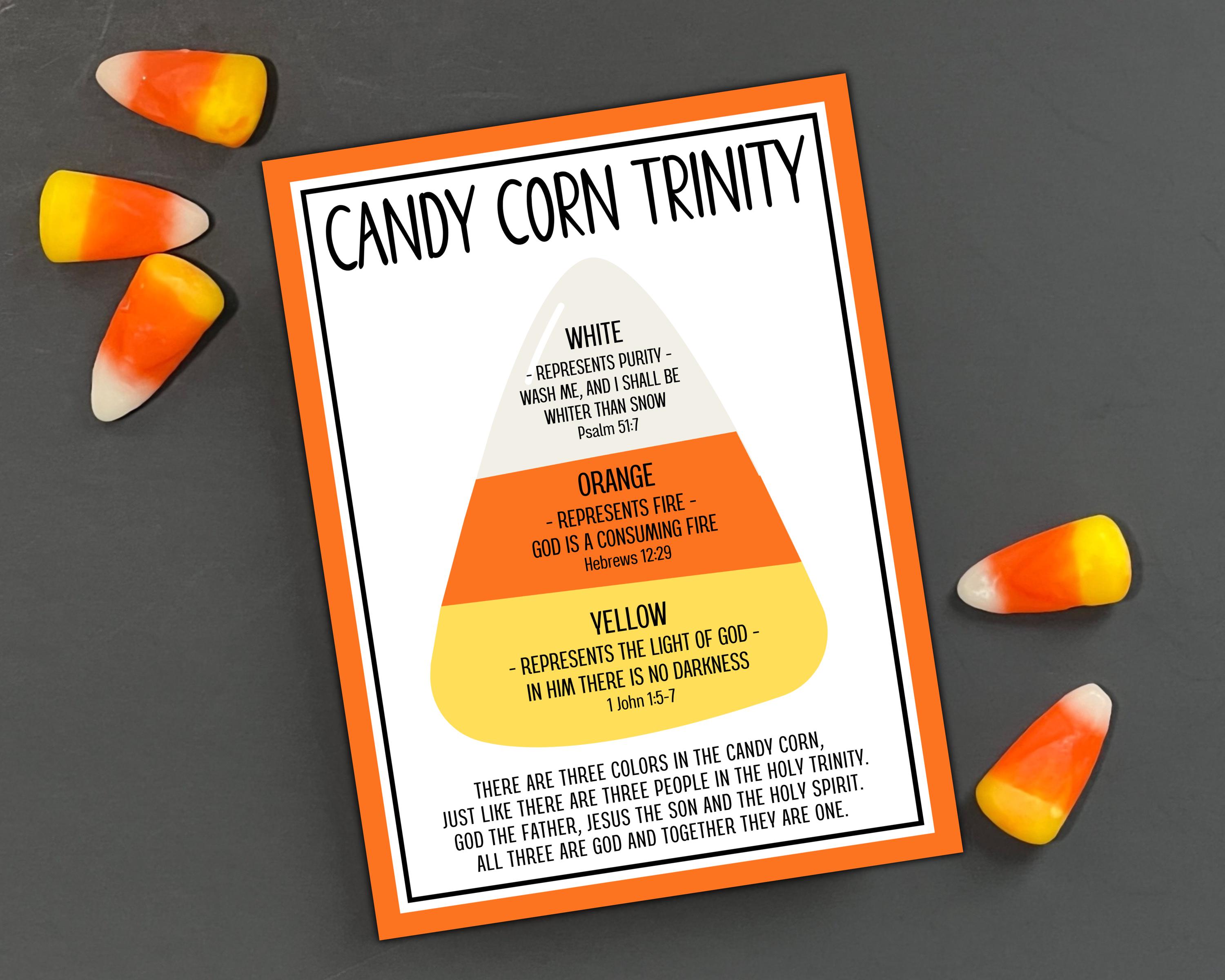 Candy Corn Trinity Tag, Christian Halloween Treat Tags, Treat Bag Tag ...
