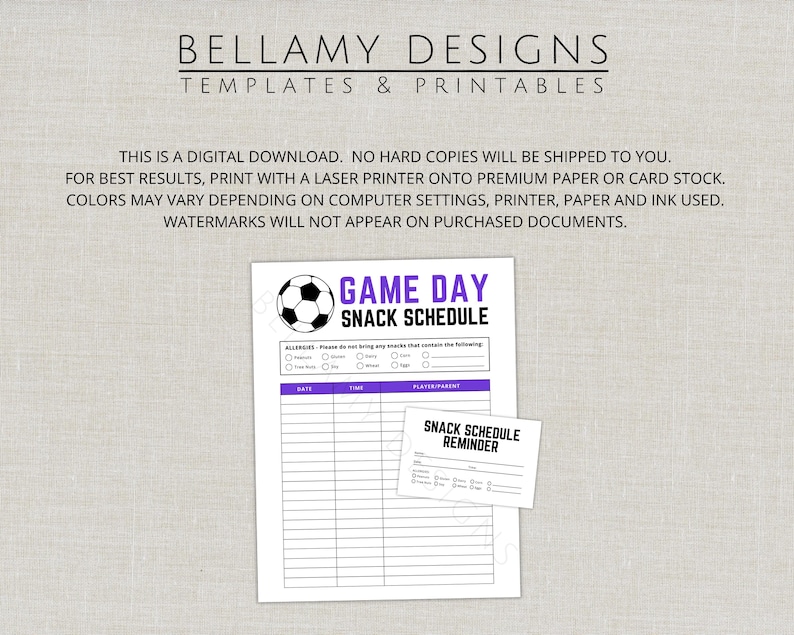 EDITABLE Soccer Snack Schedule Sign up Sheet, Soccer Coach and Soccer ...