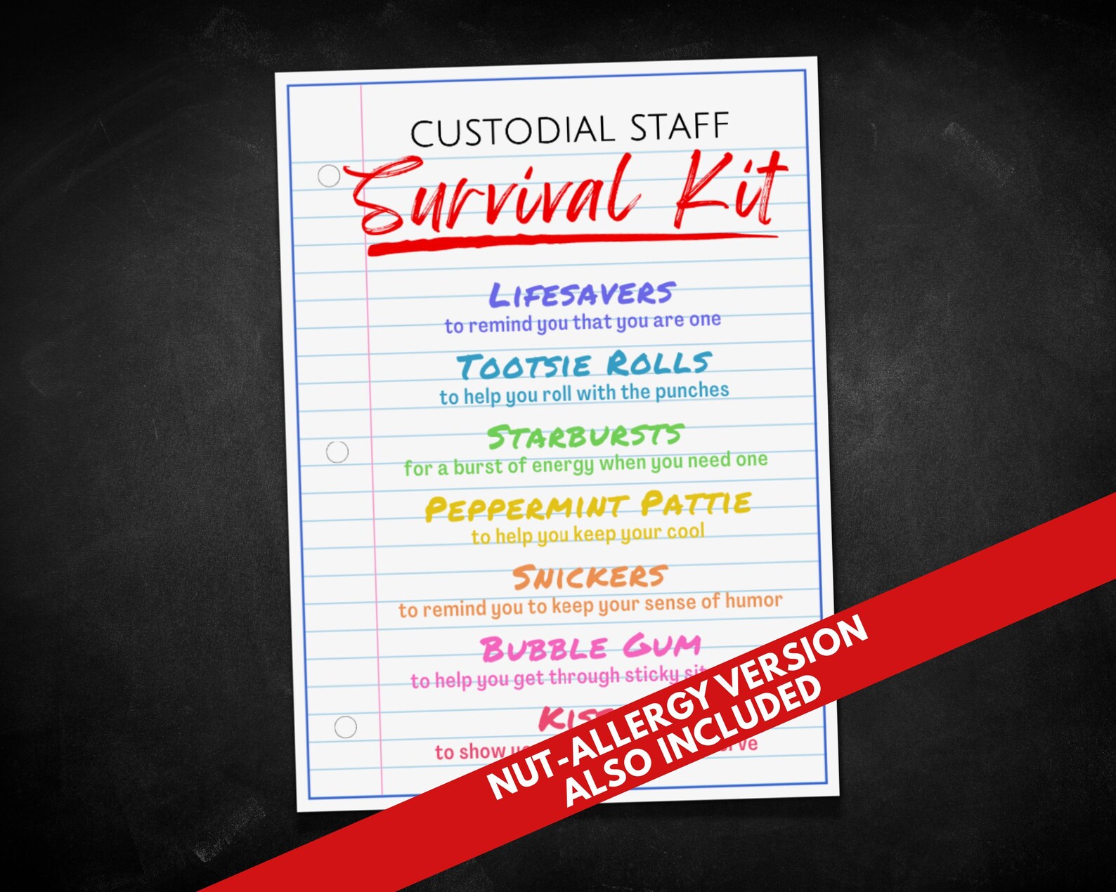 Custodial Staff Survival Kit Gift Tags, School Custodian or Janitorial ...