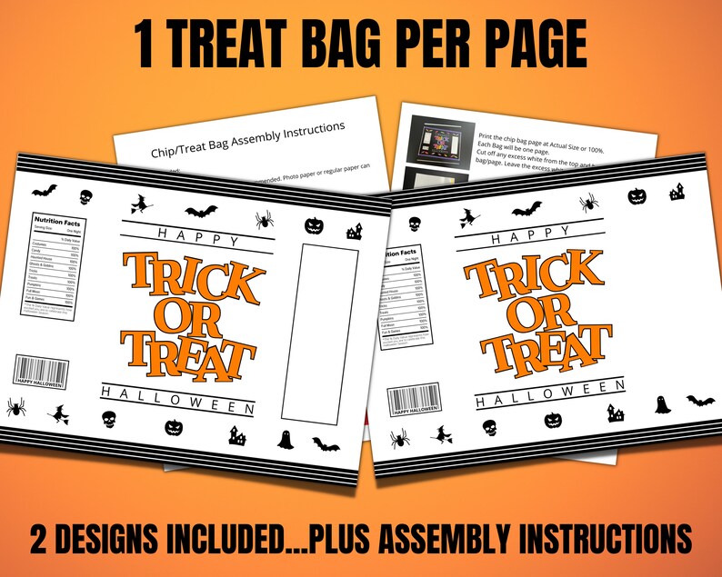 Halloween Chip Bag Wrapper Trick or Treat Party Favor Snack - Etsy