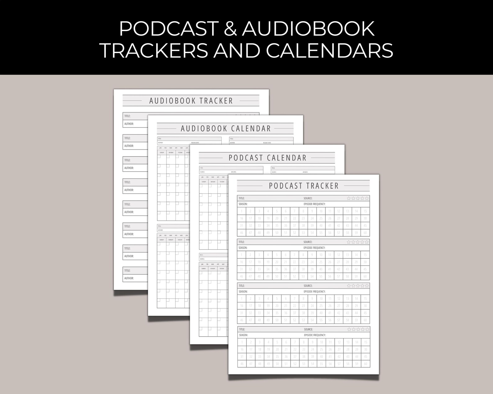 Podcast & Audiobook Trackers, Podcasts and Audio Books Calendar ...