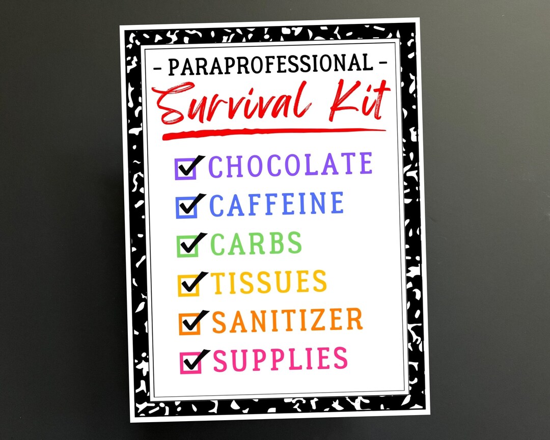 Paraprofessional Survival Kit Gift Tags, Para Educator Appreciation ...