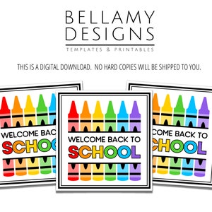 Welcome Back to School Crayon Themed Tag, Printable School Treat Tags ...